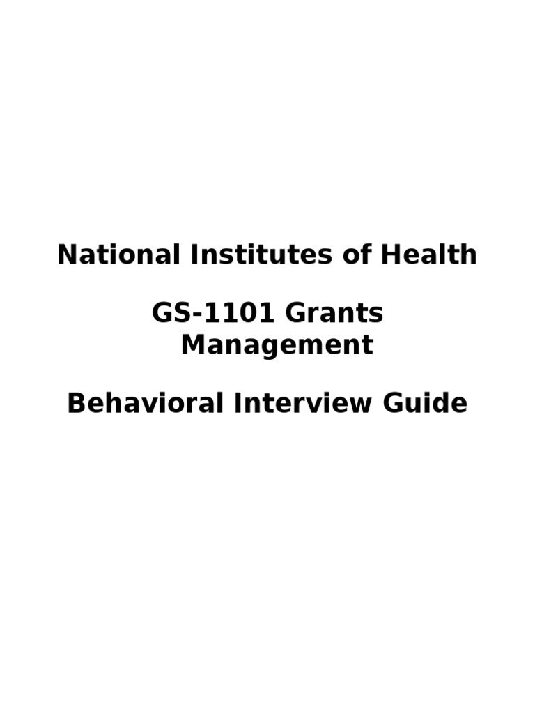 National Institutes of Health GS-1101 Grants Management Behavioral ...