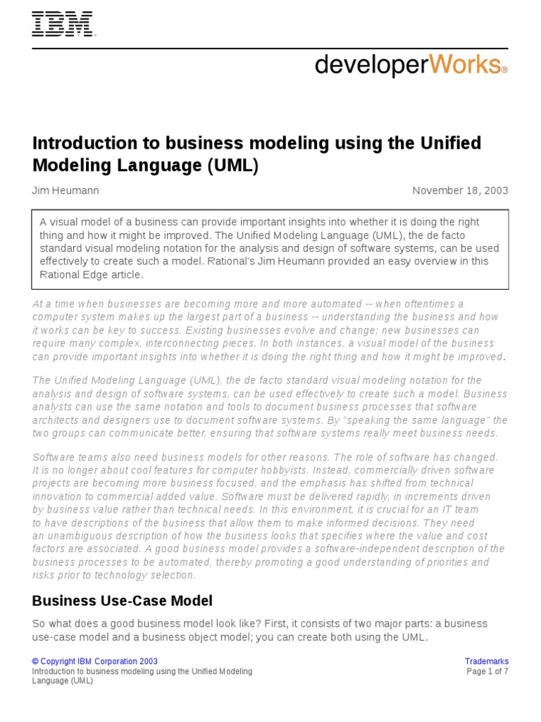 Introduction To Business Modeling Using UML | Download Free PDF | Use ...