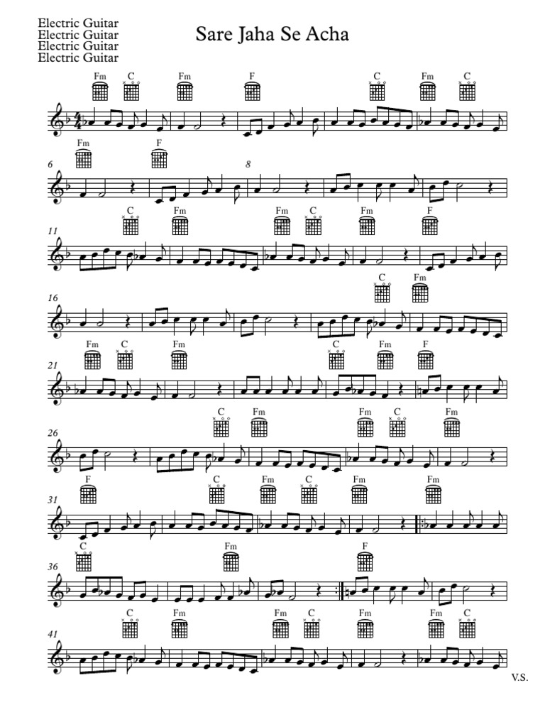 Sare Jaha Se Acha - Electric Guitar PDF | PDF | Loisirs