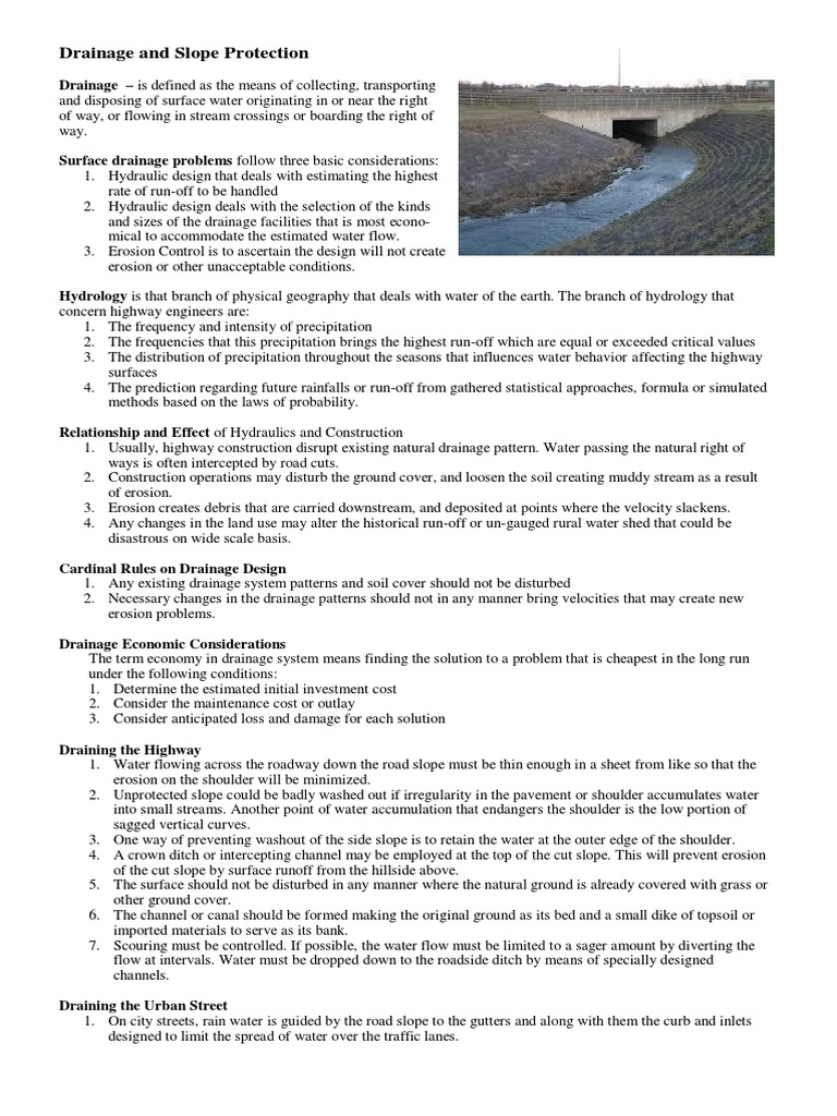 Drainage and Slope Protection Design | PDF | Surface Runoff | Pipe ...