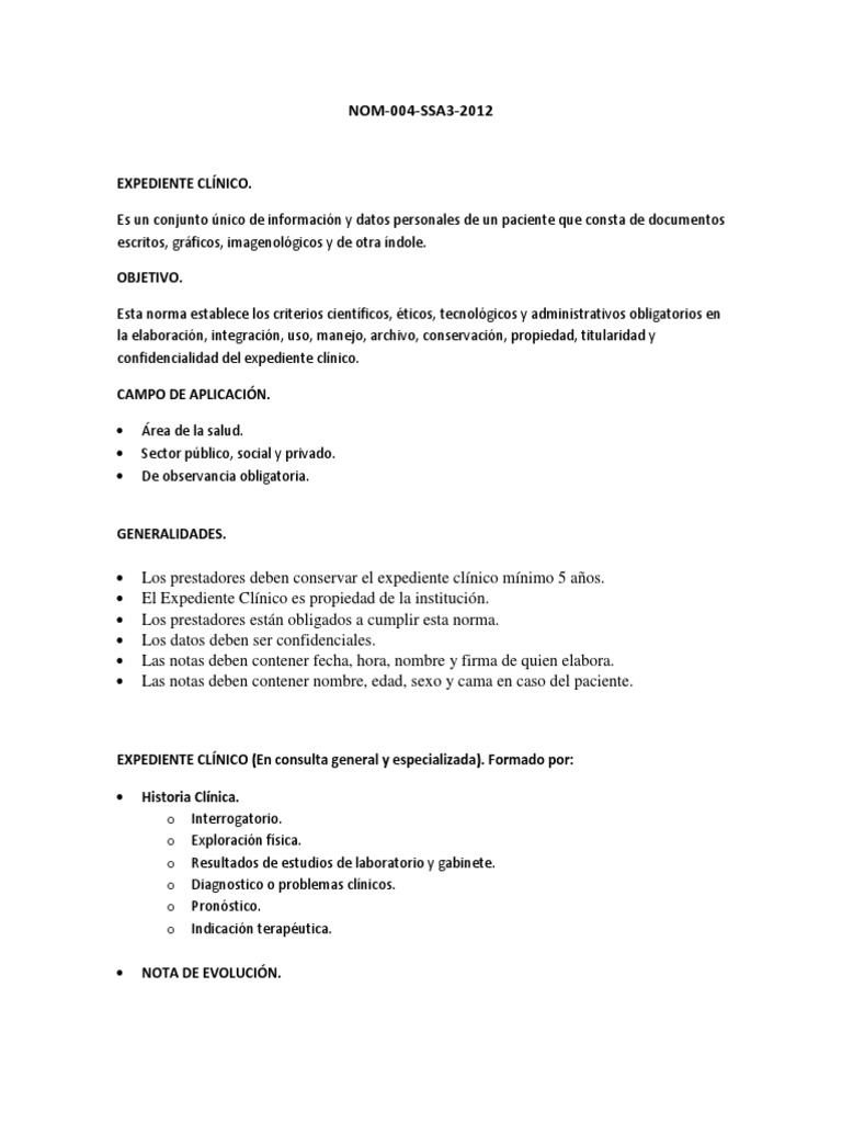 Norma Oficial Mexicana Nom-004 | PDF | Clínica | Diagnostico medico