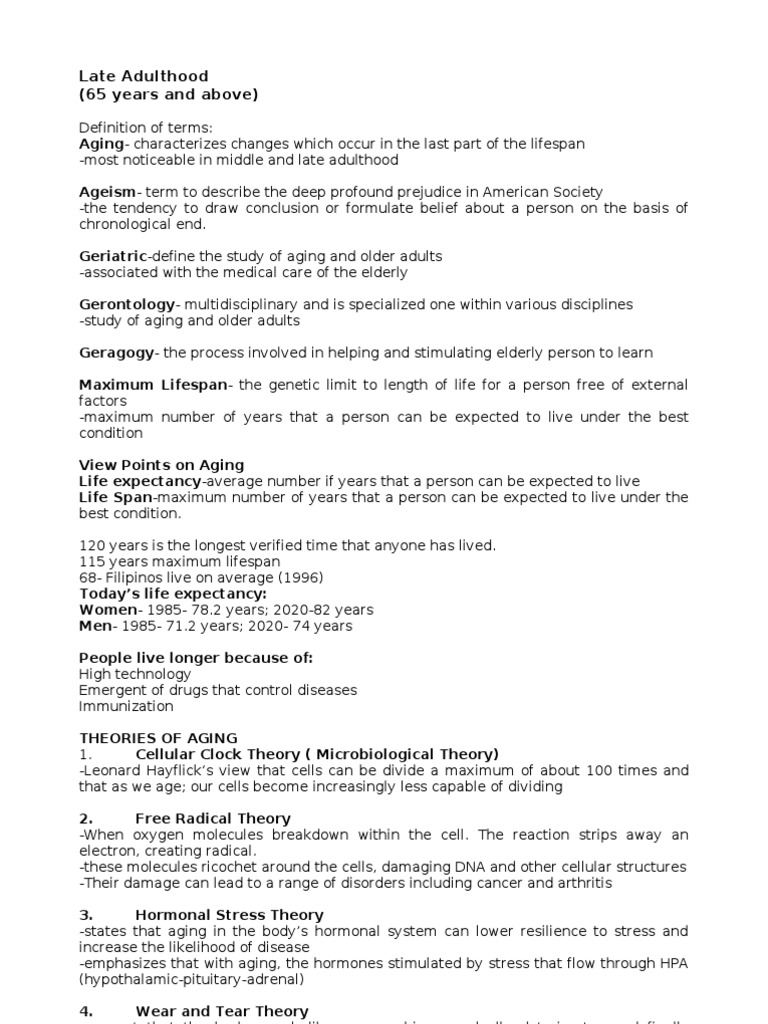 Understanding Late Adulthood Dynamics | PDF | Ageing | Memory