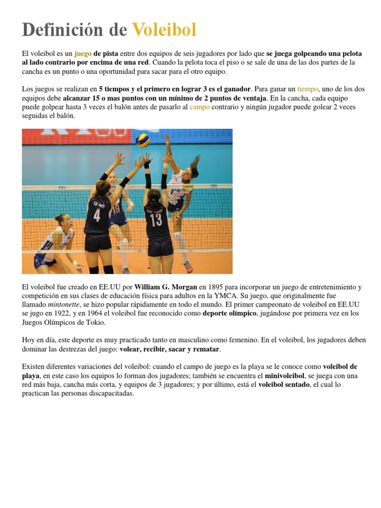 Definición de | PDF | Vóleibol | Aficiones