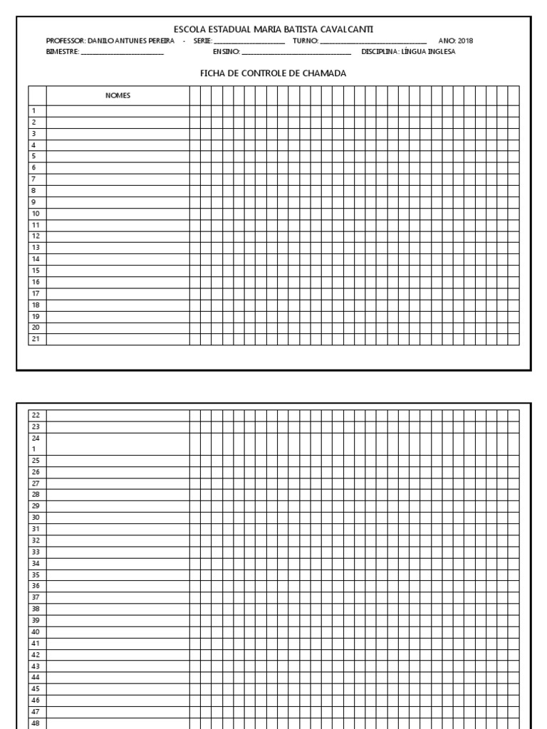 Folha de Chamada | PDF