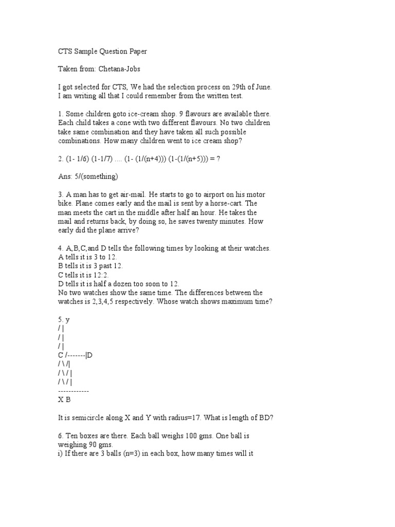 Cts Sample Question Paper | PDF | Computing And Information Technology ...