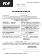 Investigation Data Form | PDF | Prosecutor | Complaint