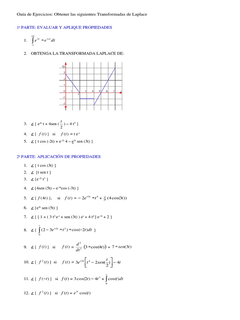 Guía de Ejercicios - Transformada de Laplace | PDF