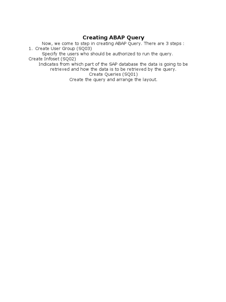 Creating ABAP Query | PDF