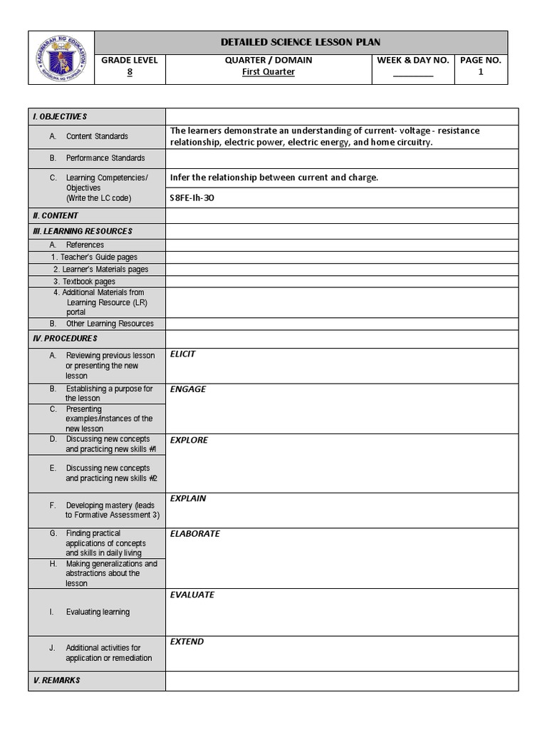 Template DLP 7E | PDF | Lesson Plan | Teachers