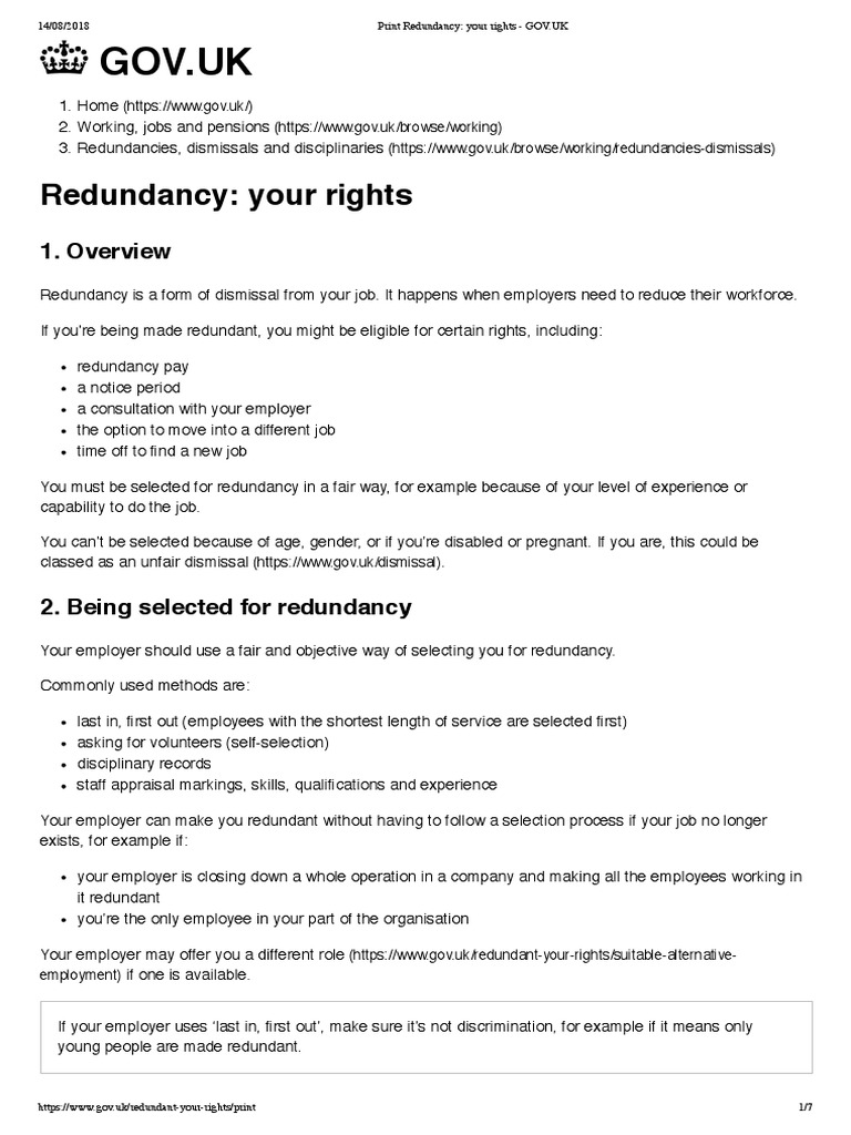 GOV - UK - Redundancy - Your Rights | PDF | Layoff | Employment