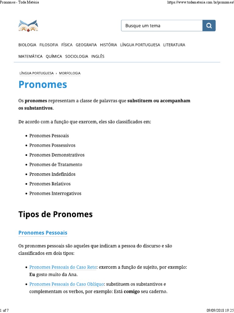 Guia de Pronomes para Estudantes | PDF