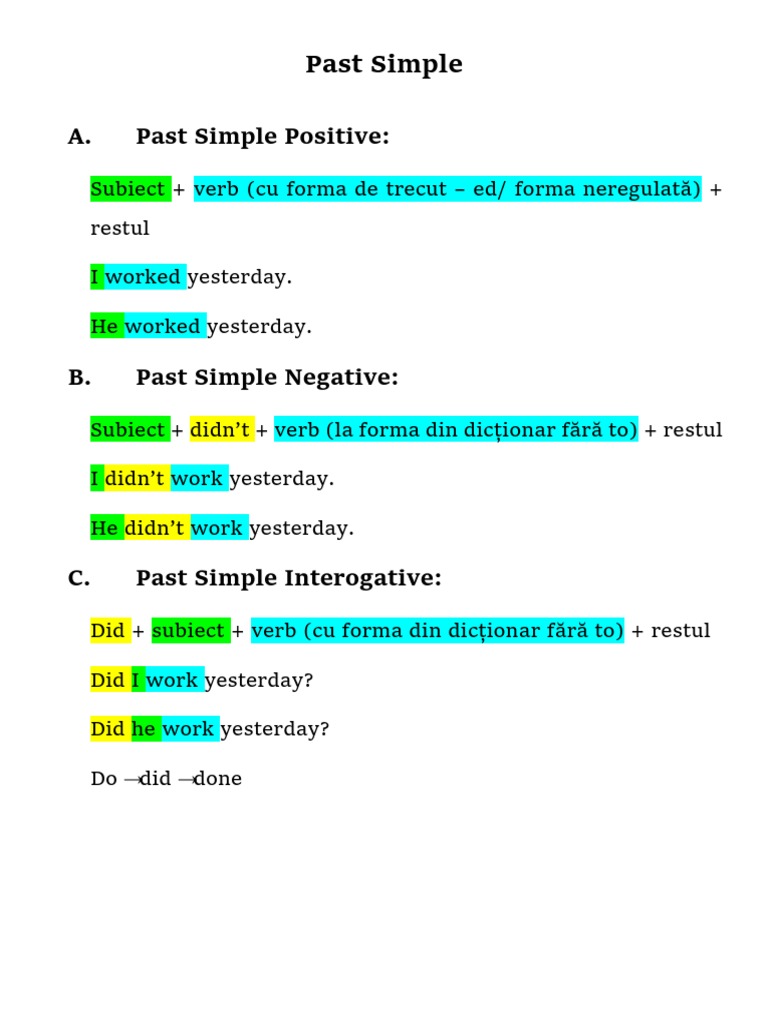 A. Past Simple Positive | PDF