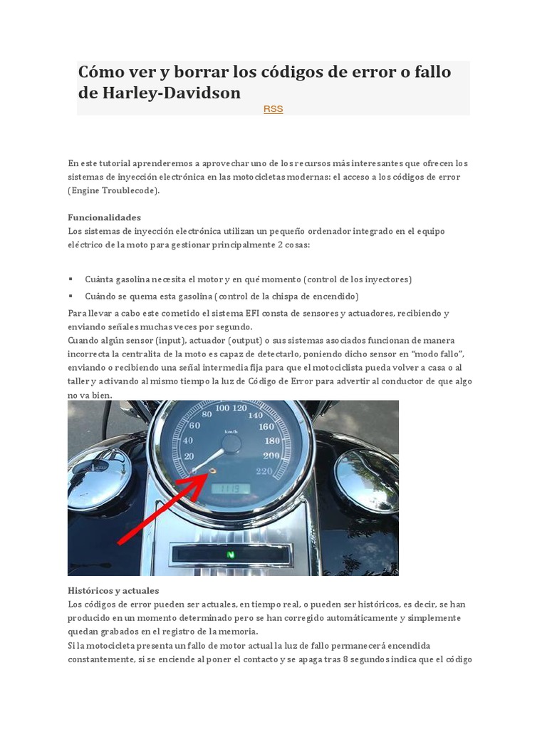 Códigos Error Harley | PDF | Motocicleta | Tecnología de vehículos