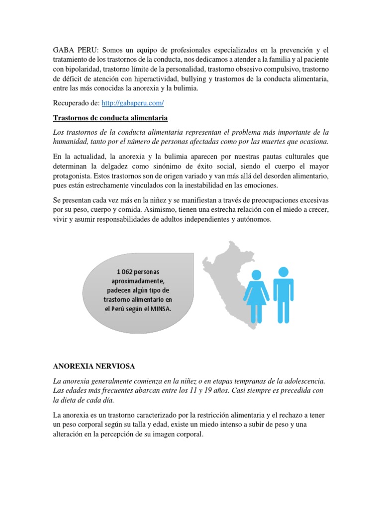 GABA PERU, Trastorno de Conducta Alimentaria | PDF | Desorden ...