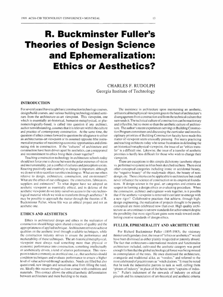 Fuller's Design Philosophy and Ethics | PDF | Aesthetics | Design