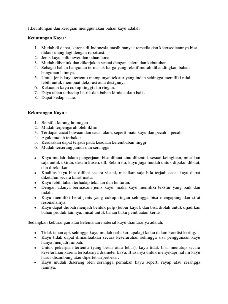 Kelebihan Dan Kekurangan Material Kayu Pdf