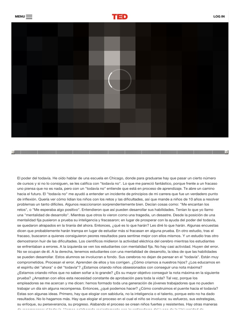 Charla Ted Carol Dweck El Poder de Creer Que Se Puede Mejorar | PDF | Prueba (evaluación ...