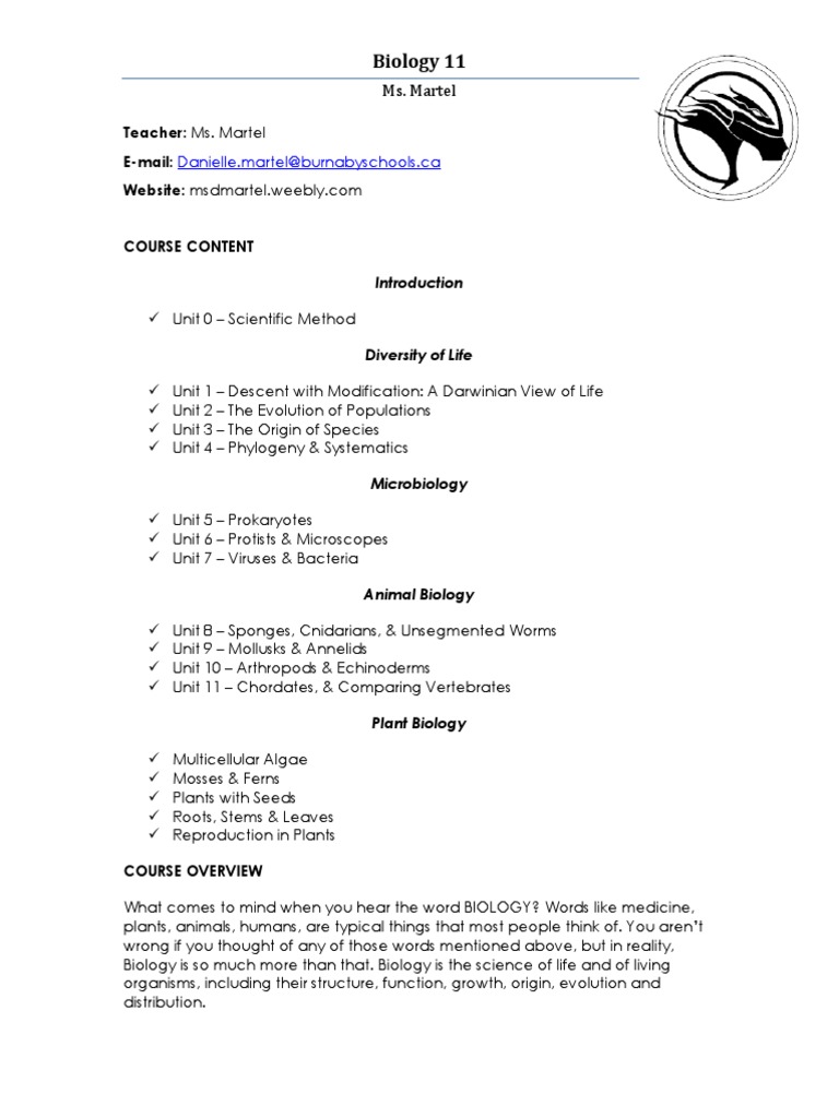 Biology 11 Course Overview and Guidelines | PDF | Biology | Plants