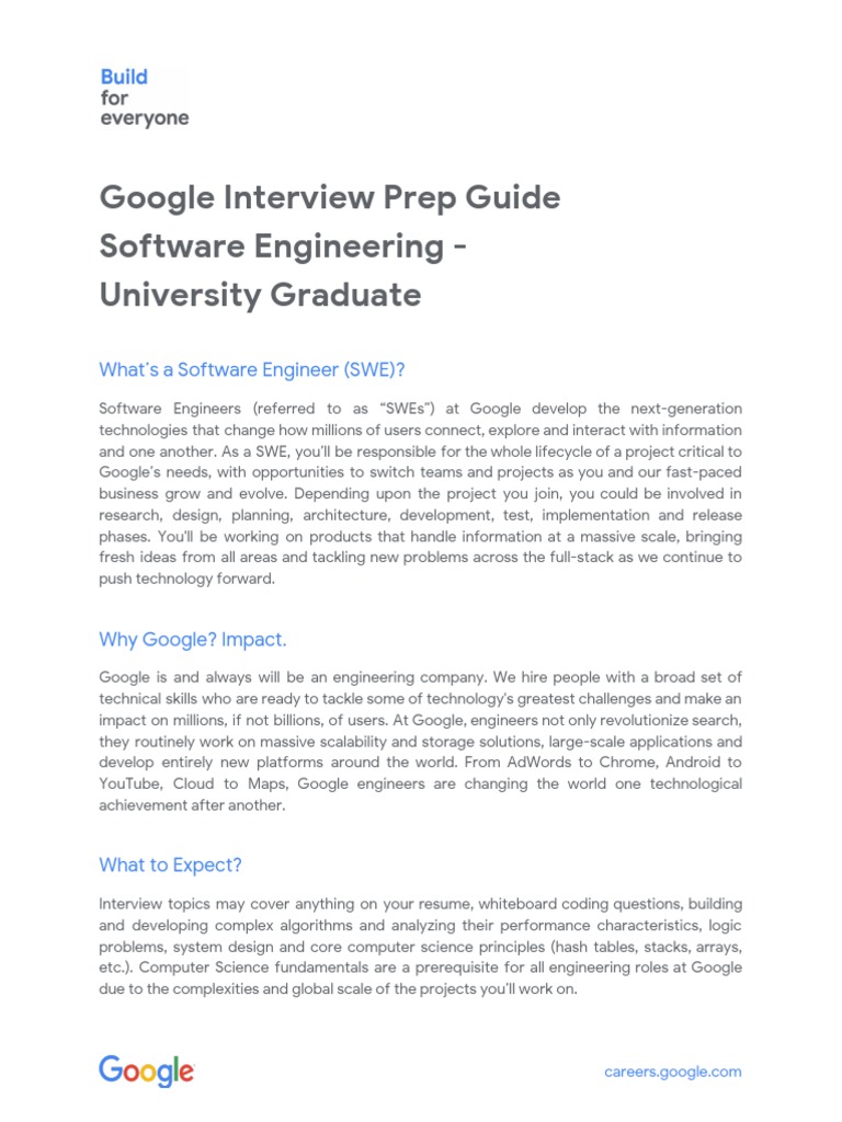 (Google Interview Prep Guide) SWE - UGrad PDF | PDF | Computer Programming | Computer Engineering