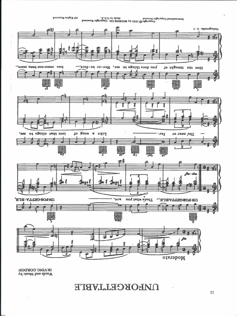 Partitura Unforgettable Nat King Cole PDF | PDF