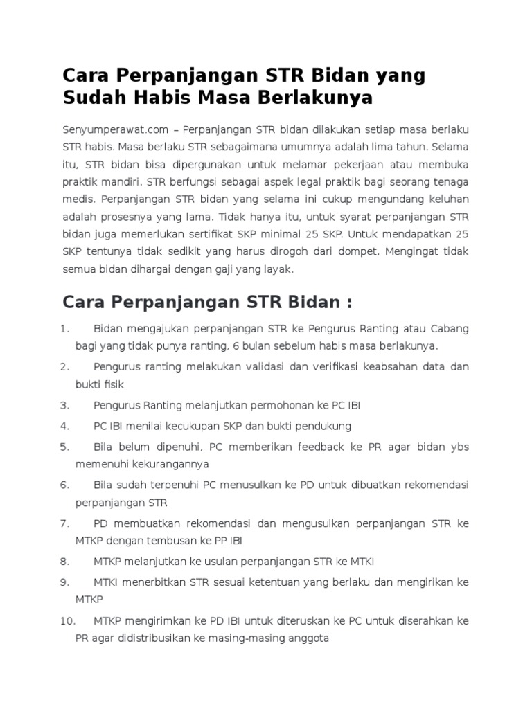 Panduan Perpanjangan STR Bidan | PDF | Pengelolaan Keuangan & Uang