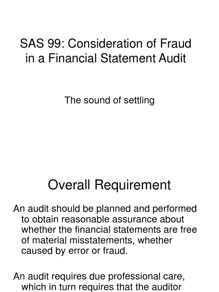 SAS 99: Consideration of Fraud in A Financial Statement Audit | PDF ...