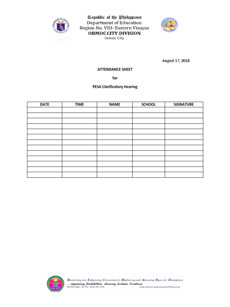 Attendance Sheet | PDF