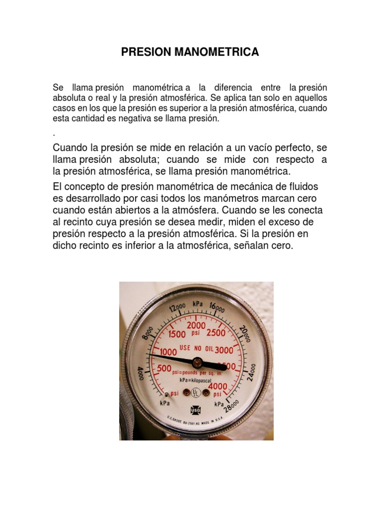 Presion Manometrica | PDF