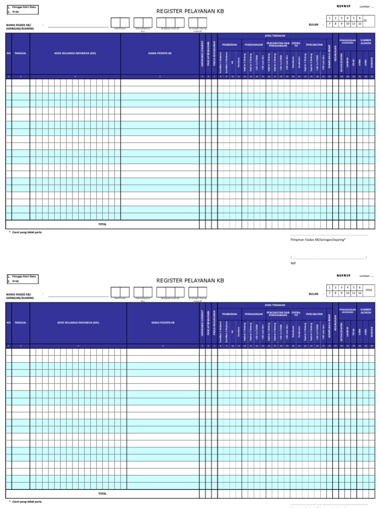 Form Kosong Pelayanan KB - Finish31des2015 | PDF