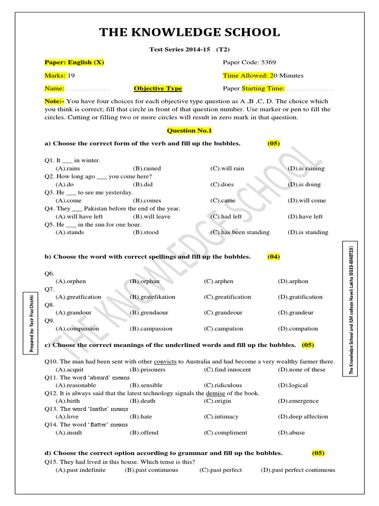 English Objective t2 PDF | PDF | Pronoun | Syntax
