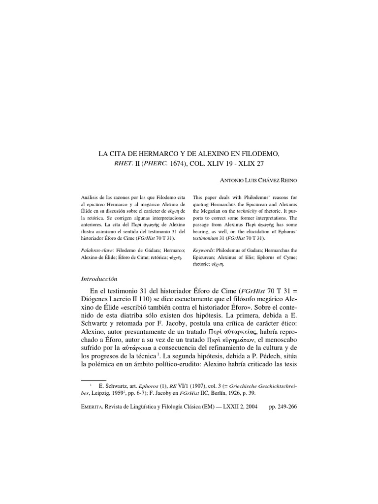 Filodemo Alexino y Hermarco | PDF | Retórica | Dialéctico