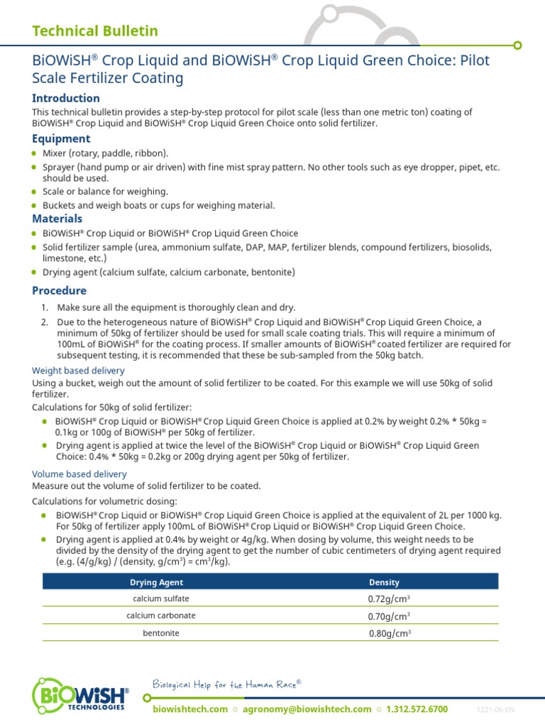 Pilot Scale Fertilizer Coating | PDF | Density | Gallon