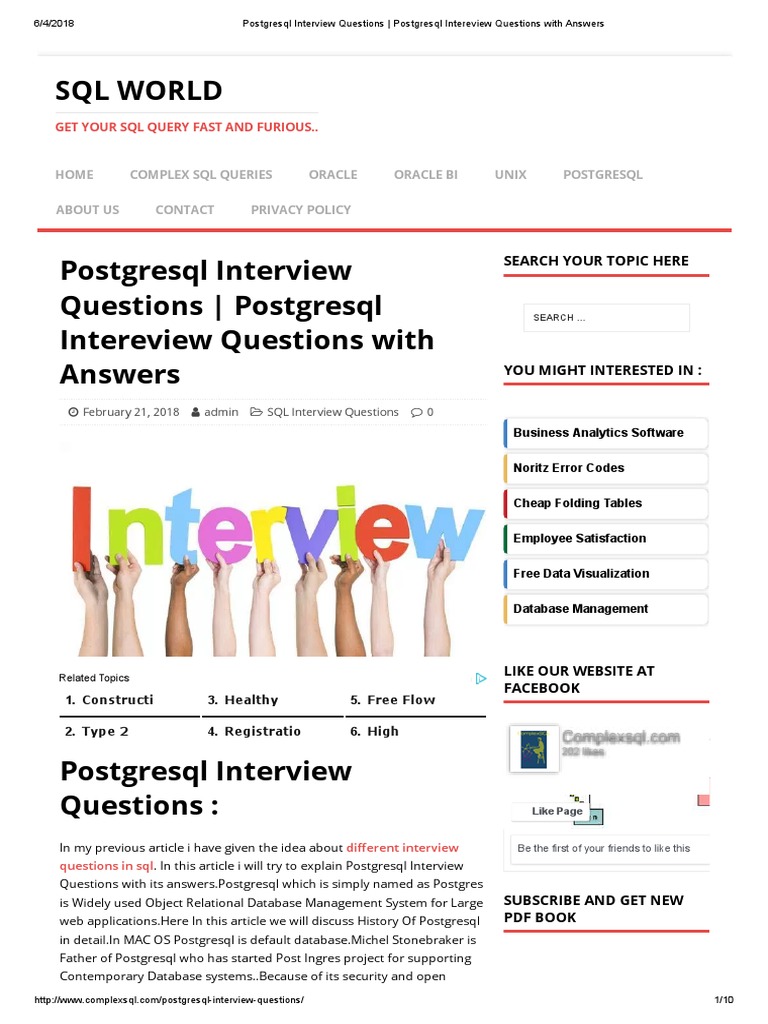 Postgresql Interview Questions Postgresql Intereview Questions With 