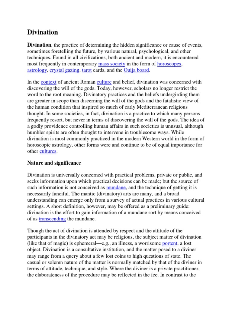 Divination: Divination, The Practice of Determining The Hidden ...
