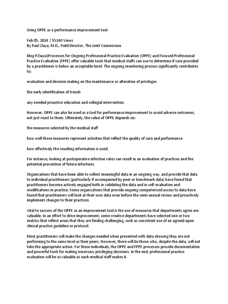 Using OPPE As A Performance Improvement Tool Sumber 2 | PDF ...