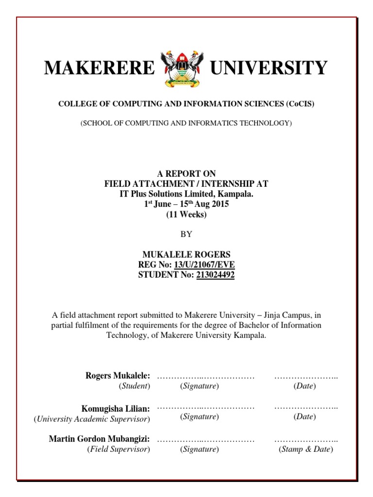 Makerere University Internship Report By | Java Script | Json | Free 30 ...