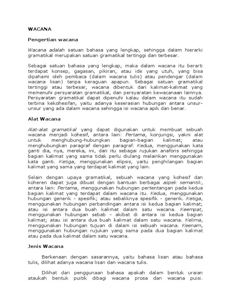 Pengertian dan Jenis Wacana | PDF