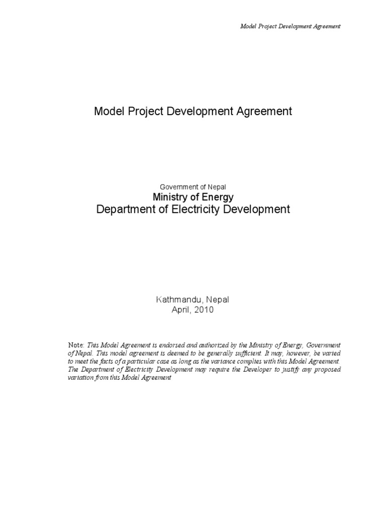 Model Project Development Agreement Final | PDF | Environmental Impact ...