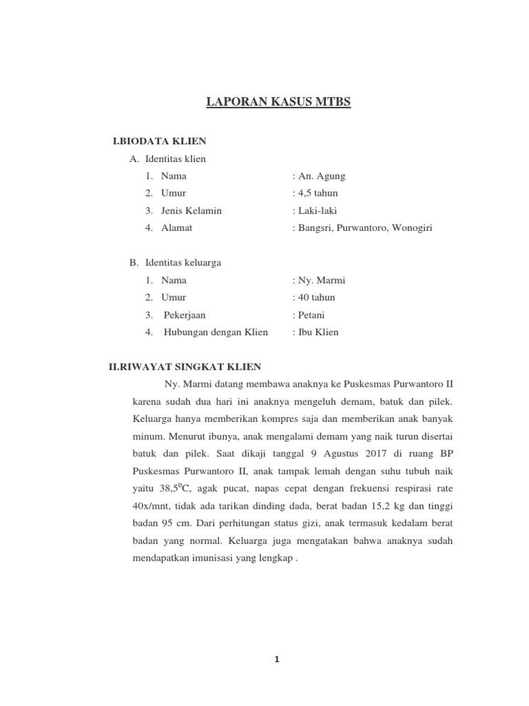 Laporan Kasus MTBS | PDF