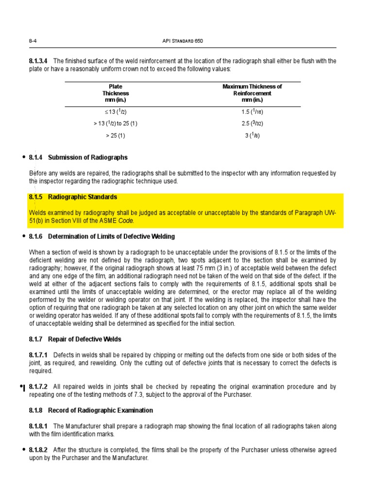 RT API 650 12th - 2013 | PDF | Radiography | Welding