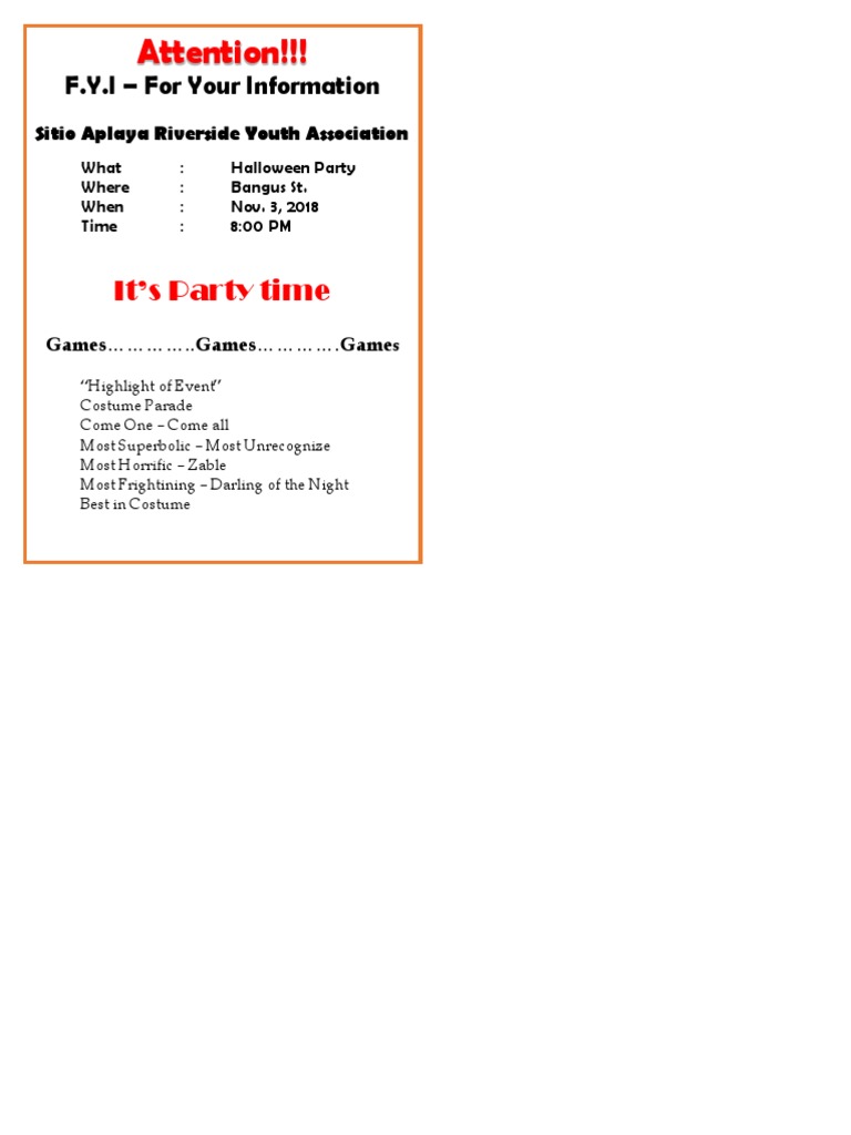 Attention!!!: It's Party Time | PDF