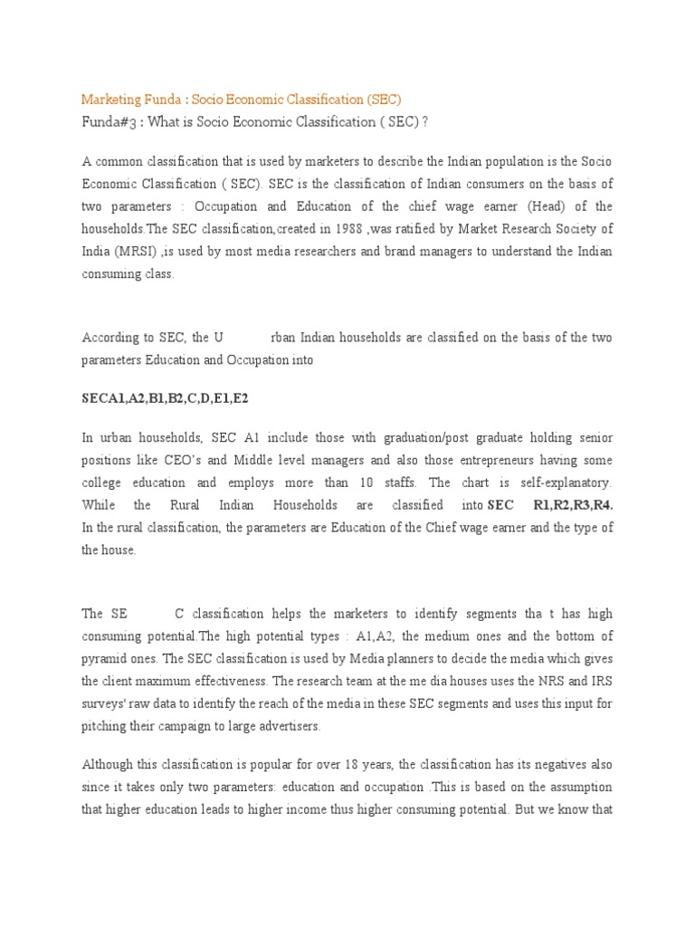 Socio Economic Classification | PDF | Business | Business Process