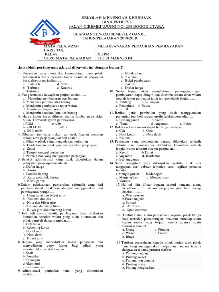 Soal MPP Siti Sumarni | PDF