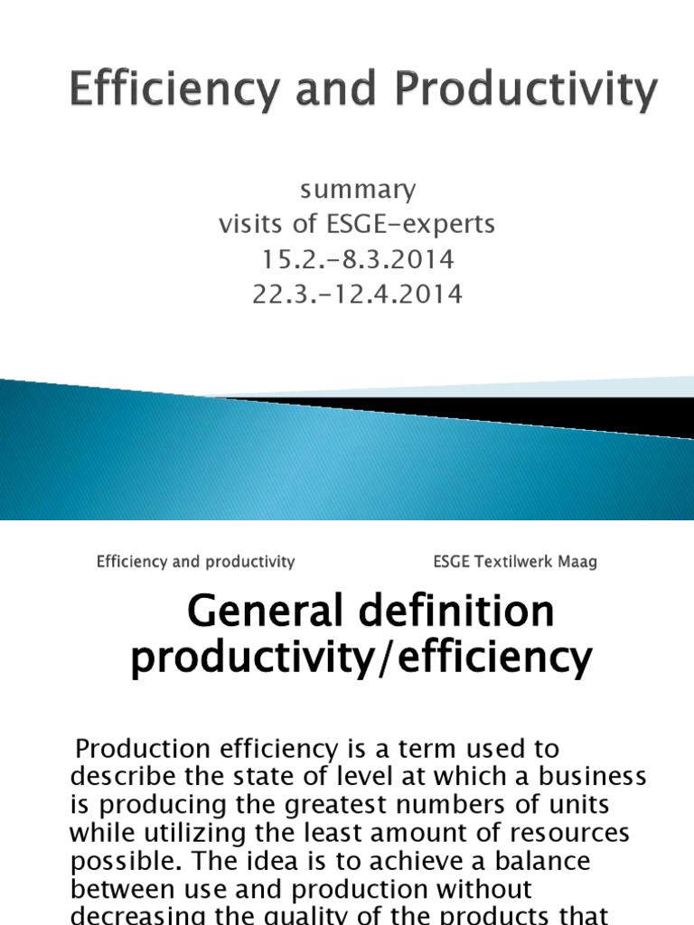 Efficency and Productivity | PDF | Resource | Sewing