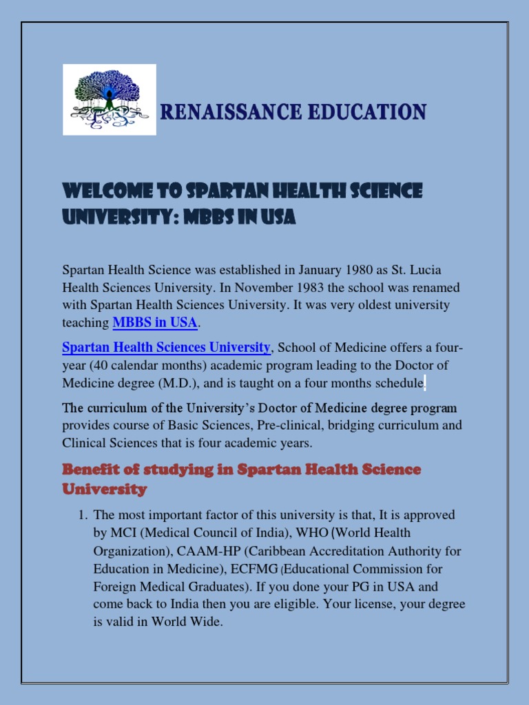 MBBS Program at Spartan Health University | PDF | Science & Mathematics