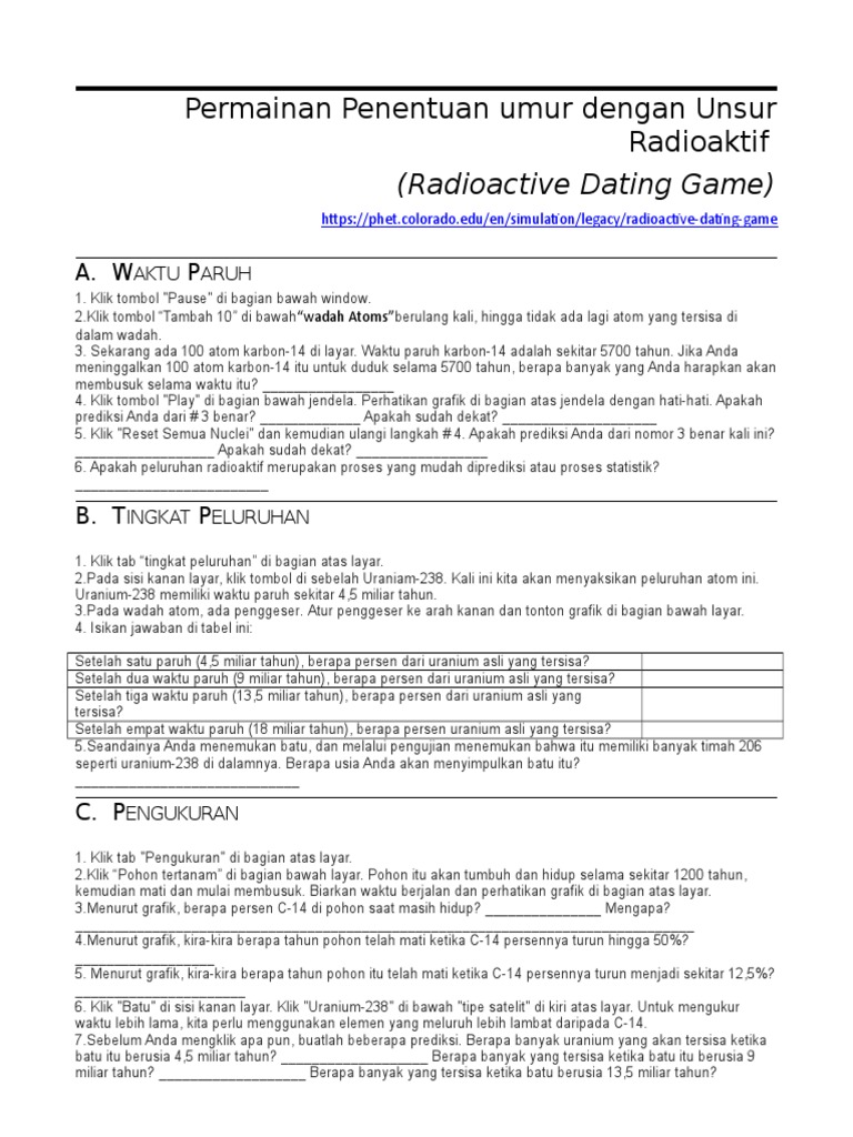 TUGAS 2 - Radioactive Dating Game - 28 Agustus 2018 | PDF