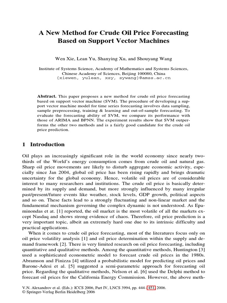 Oil Forcasting Method | PDF | Support Vector Machine | Forecasting