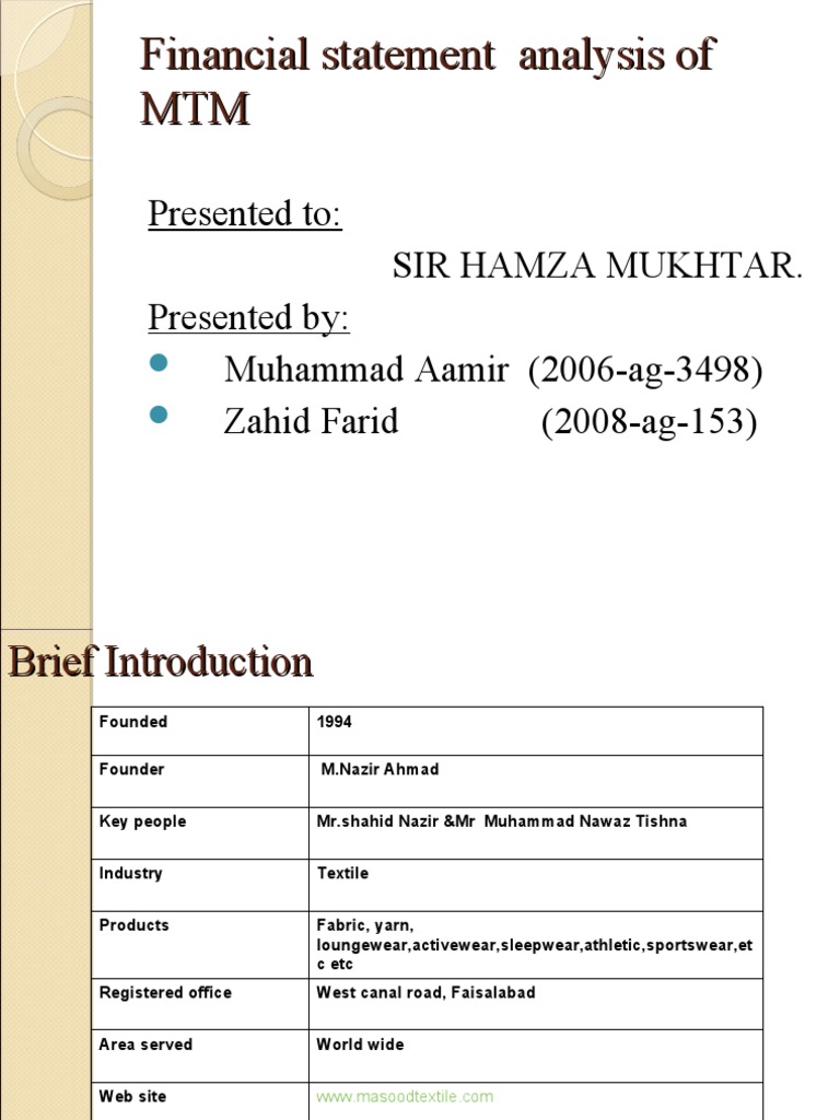 Financial Statement Analysis of MTM | PDF | Inflation | Revenue