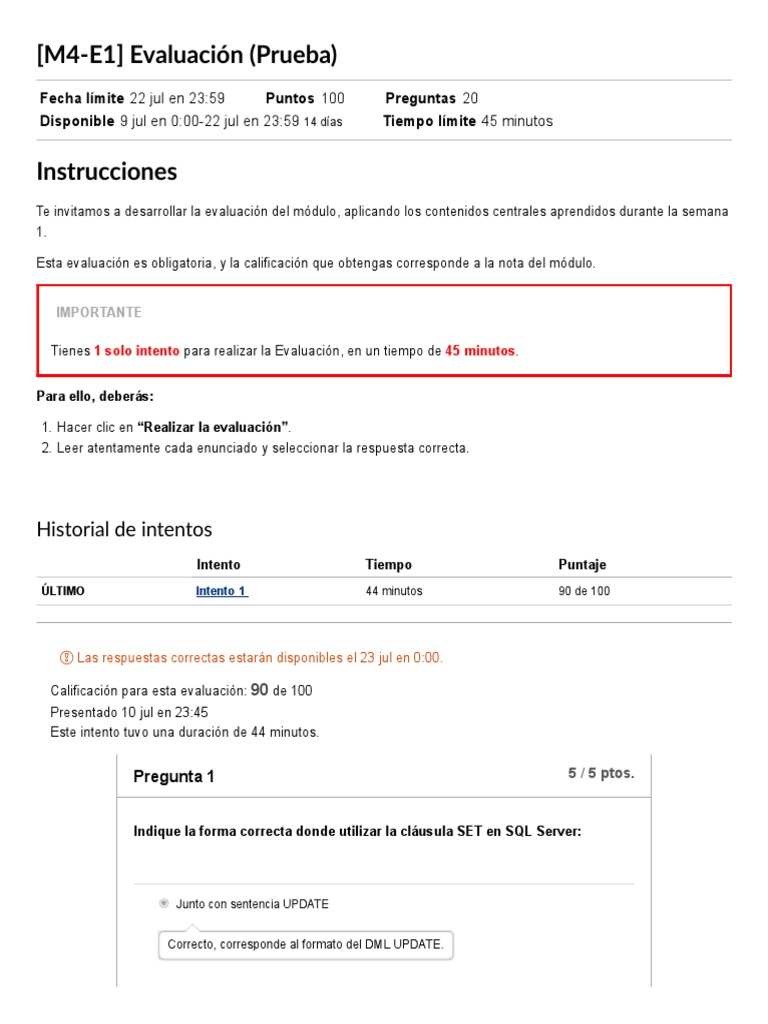 (M4-E1) Evaluación (Prueba) - Bases de Datos (May2018) | PDF | SQL ...