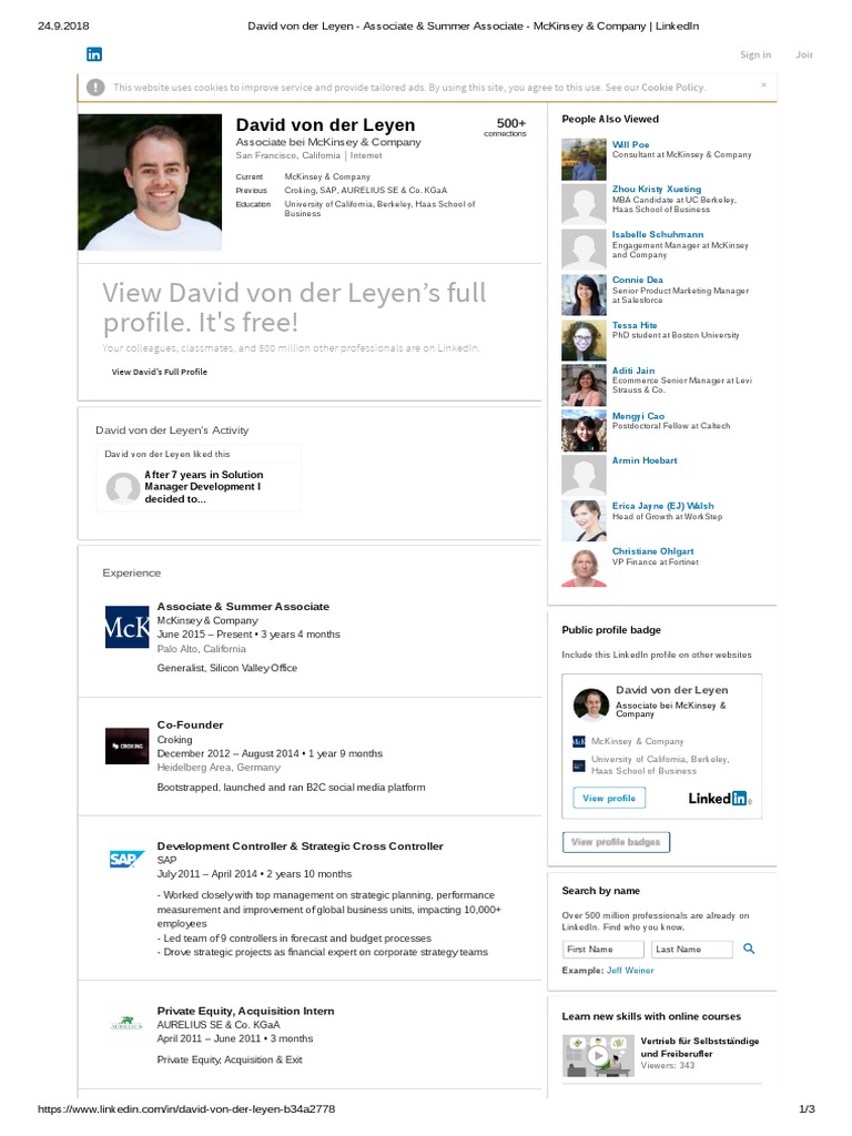 David Von Der Leyen - Associate & Summer Associate - McKinsey & Company ...
